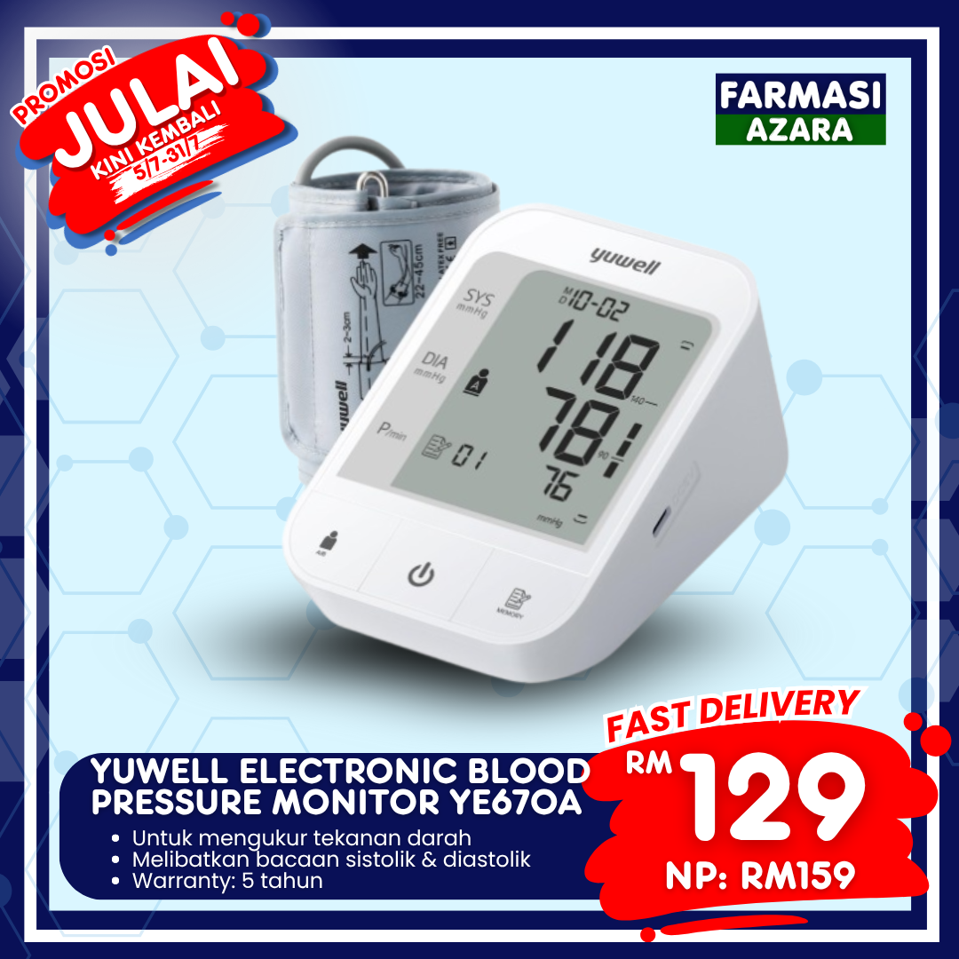 Yuwell Blood Pressure Monitor YE670A – farmasiazara.my